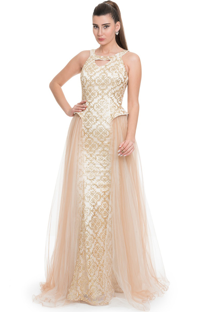 Long Gold Prom Dress F2075 | Abiyefon.com
