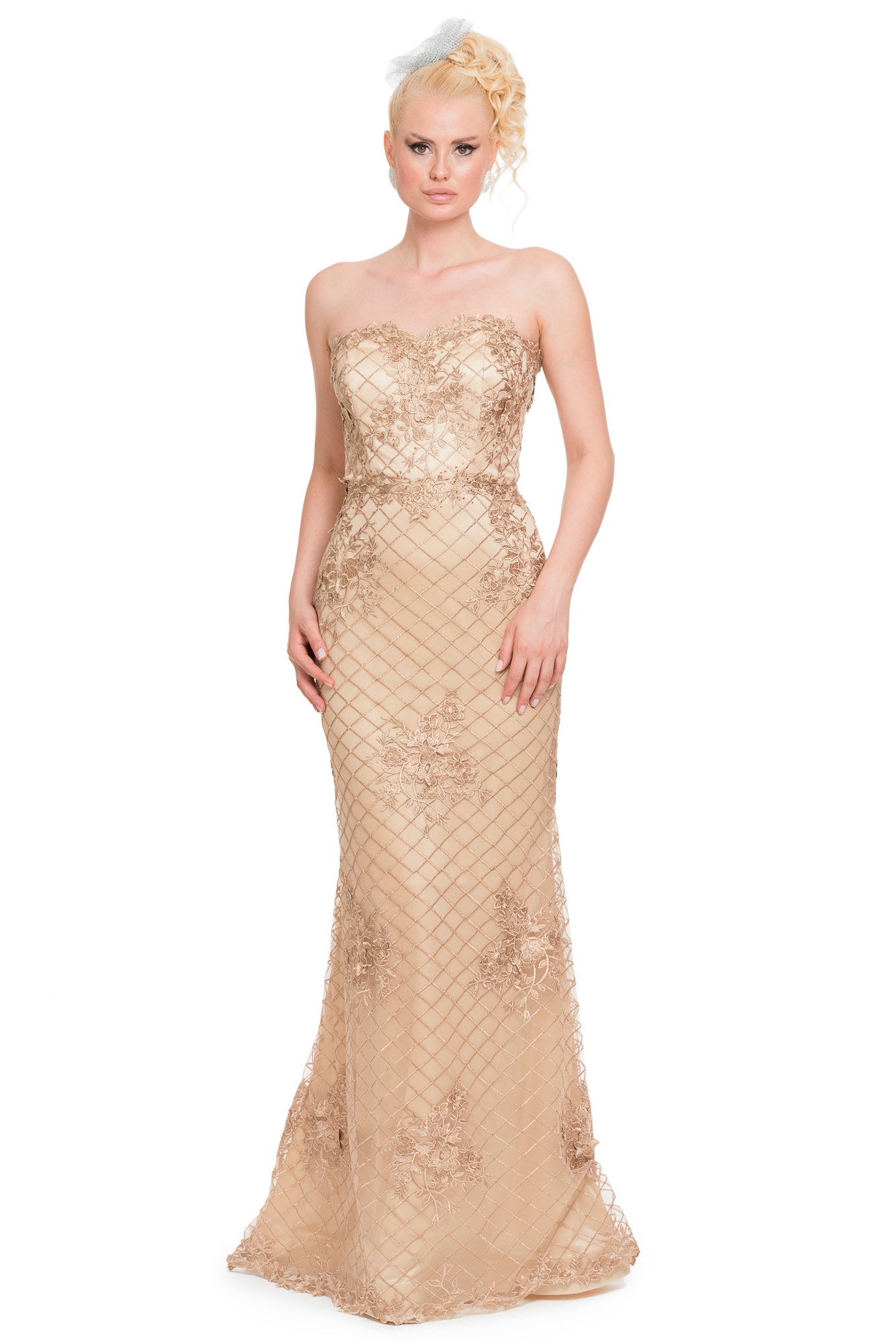 Long Gold Sweetheart Evening Dress S4312 | Abiyefon.com