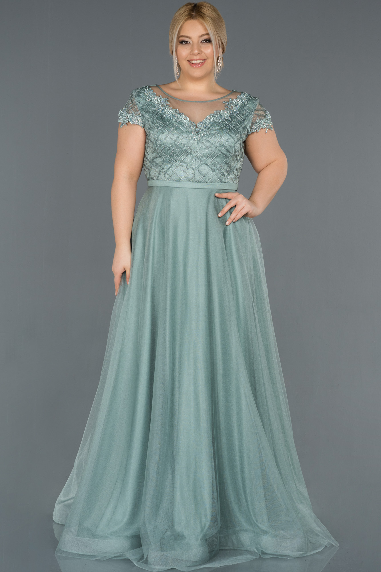 Long Turquoise Plus Size Evening Dress ABU1220 | Abiyefon.com