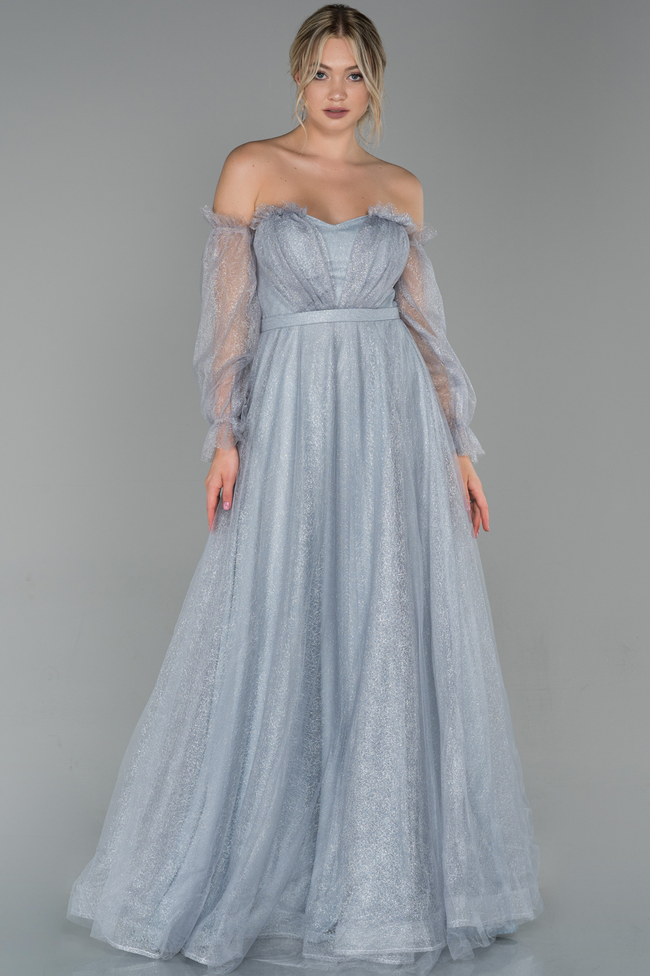 Long Grey Evening Dress ABU1730 | Abiyefon.com