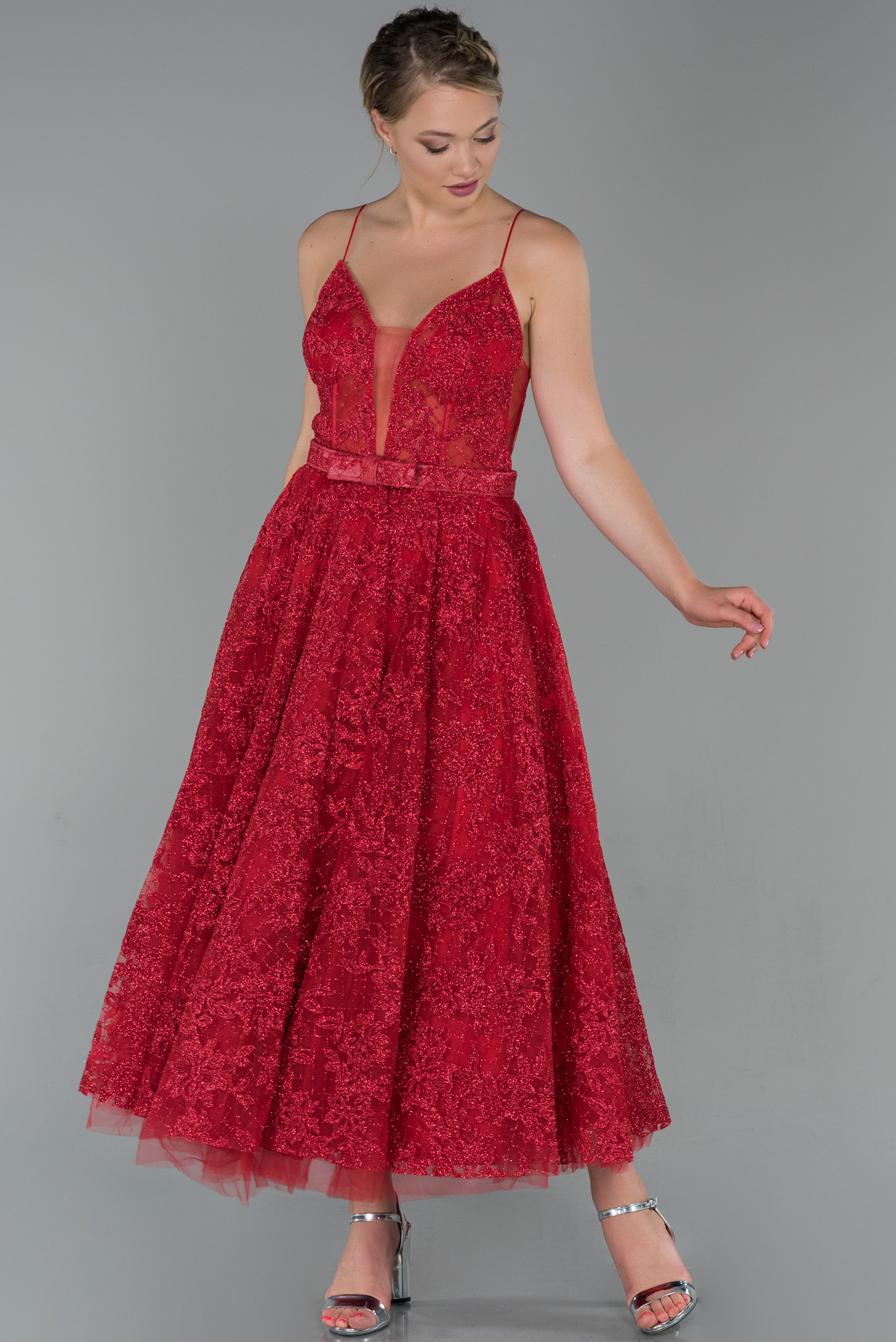 Midi Red Night Dress ABK1010 | Abiyefon.com