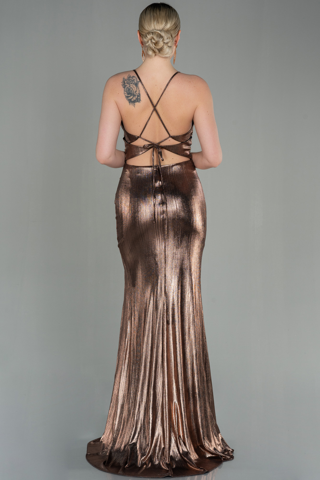 Long Copper Evening Dress ABU2968 | Abiyefon.com