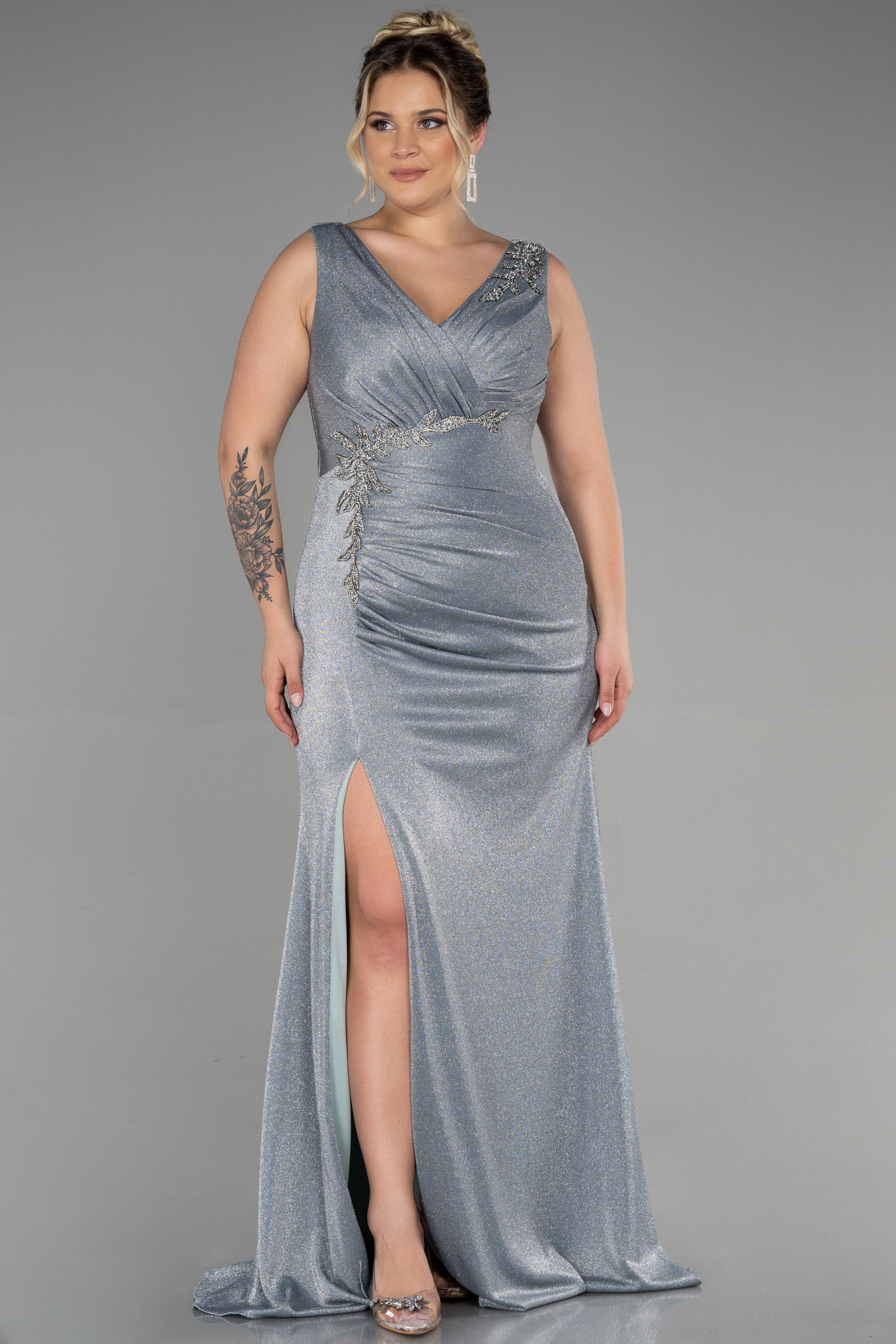 Long Mint Plus Size Evening Dress ABU3439 | Abiyefon.com