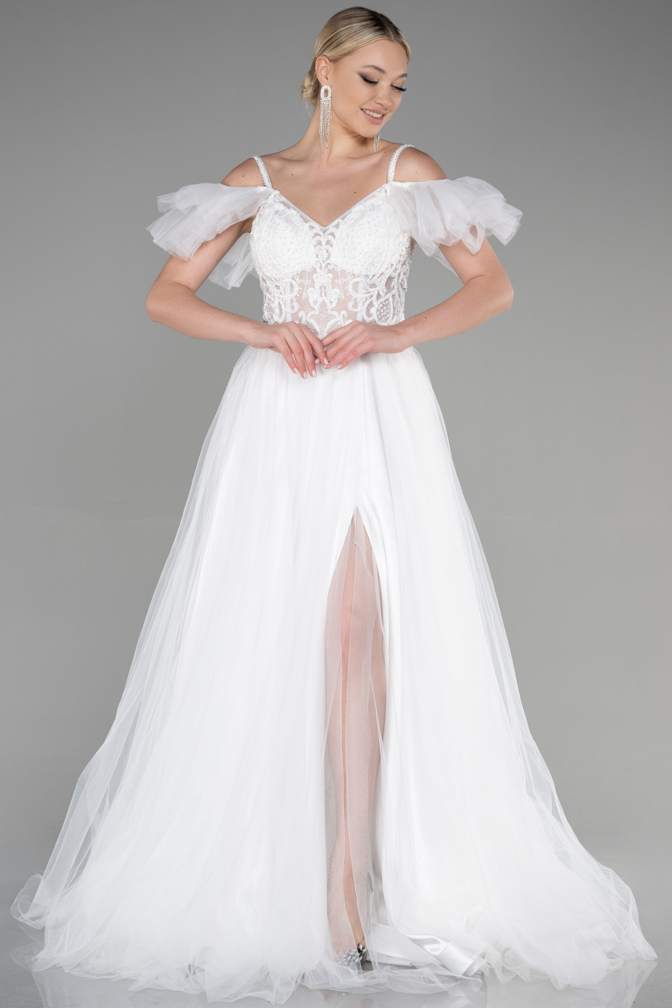 Long White Evening Dress ABU3500 | Abiyefon.com