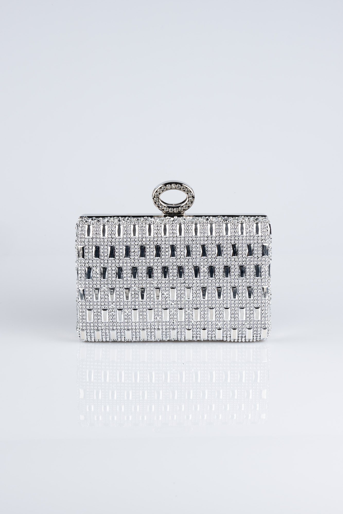 Silver Plaster Fabric Box Bag SH835 | Abiyefon.com