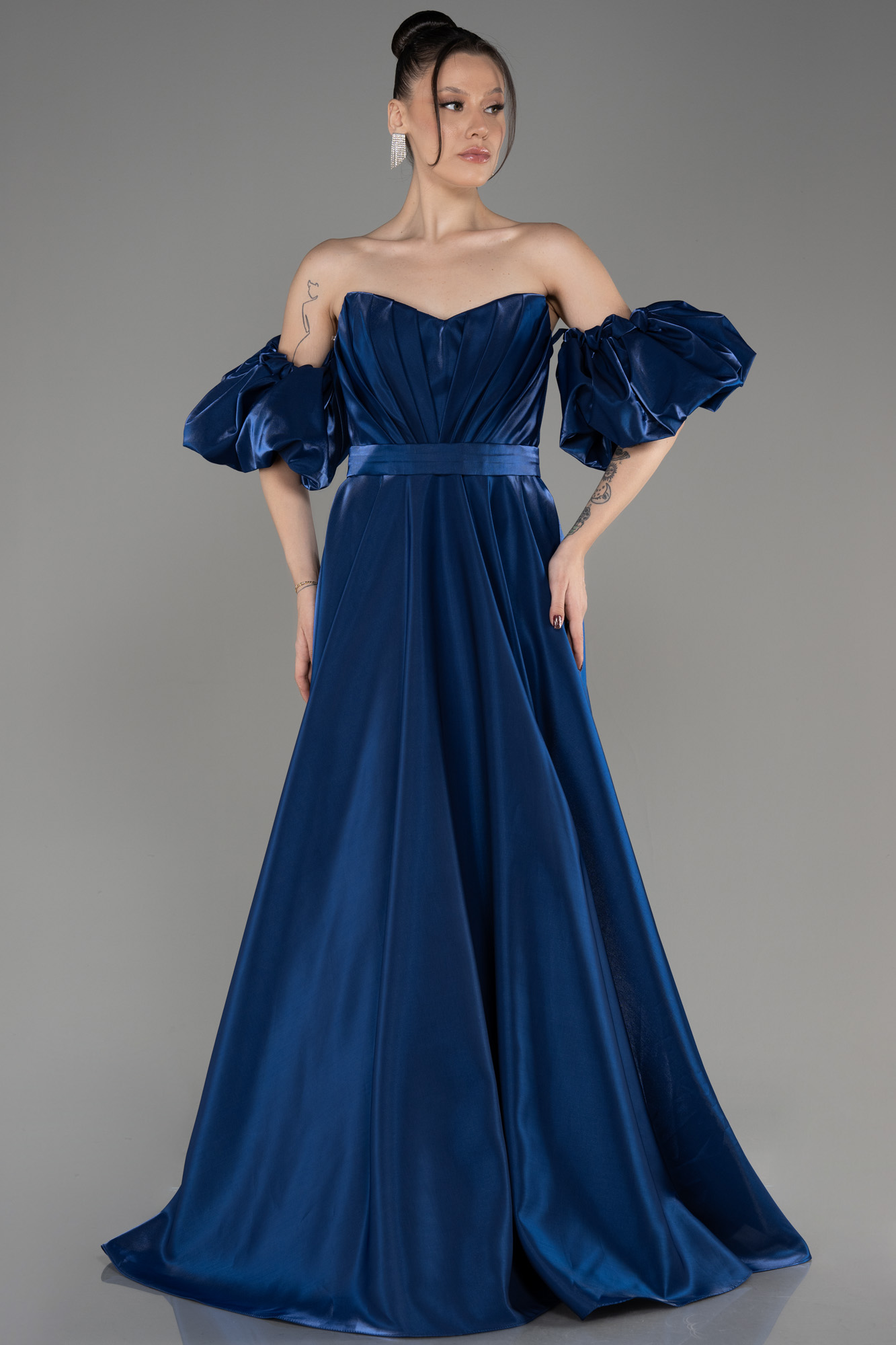 Navy Blue Strapless Long Prom Dress ABU3950 | Abiyefon.com