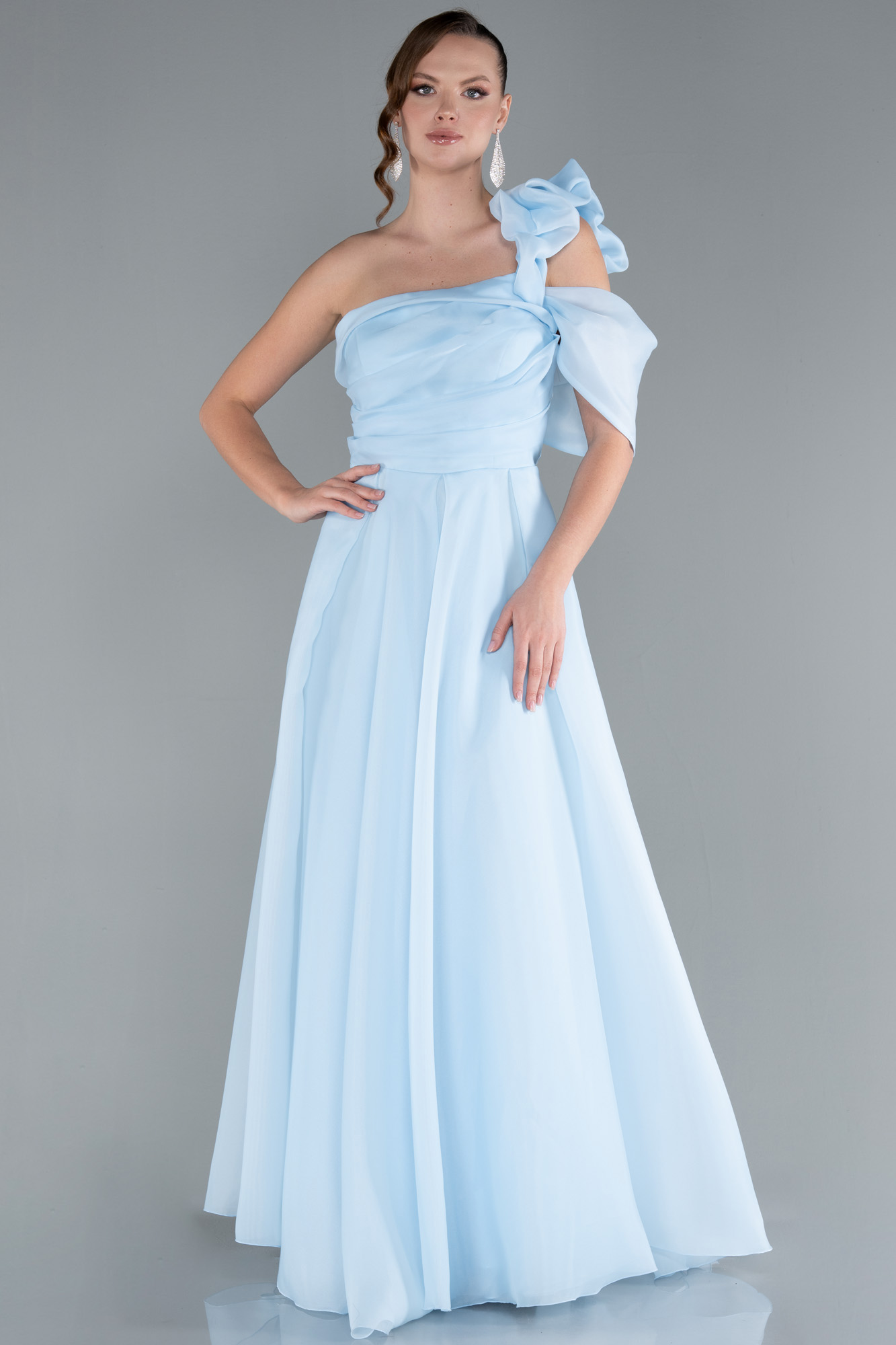 Light Blue One Shoulder Long Prom Dress ABU4727 | Abiyefon.com