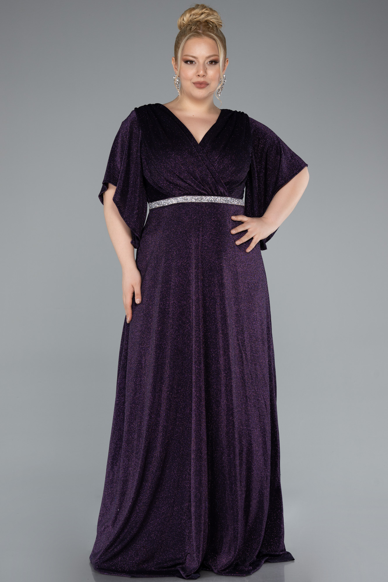 Long Dark Purple Formal Plus Size Dress ABU4914 | Abiyefon.com