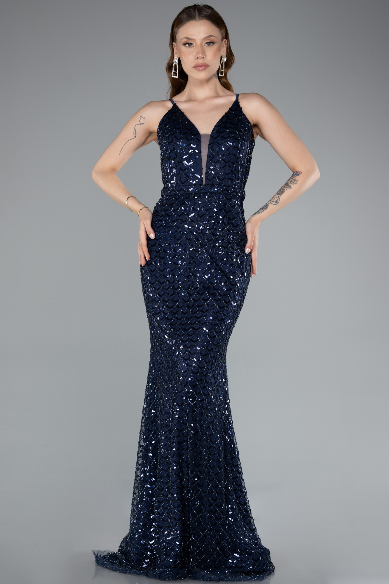 Long Navy Blue Evening Dress ABU4980 | Abiyefon.com