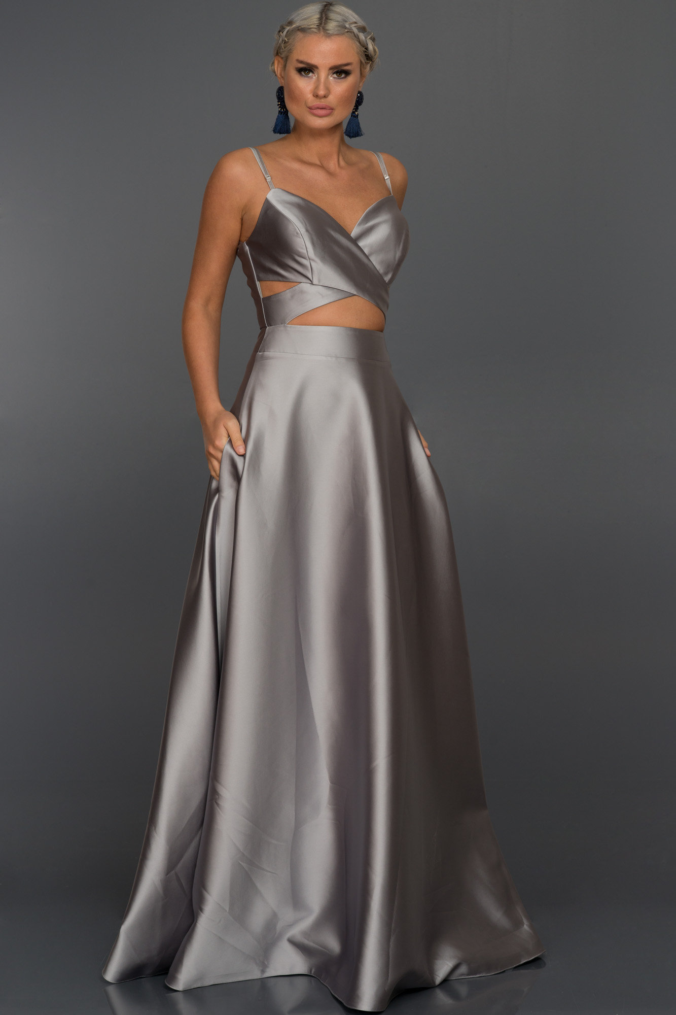 Long Grey Evening Dress ABU131 | Abiyefon.com