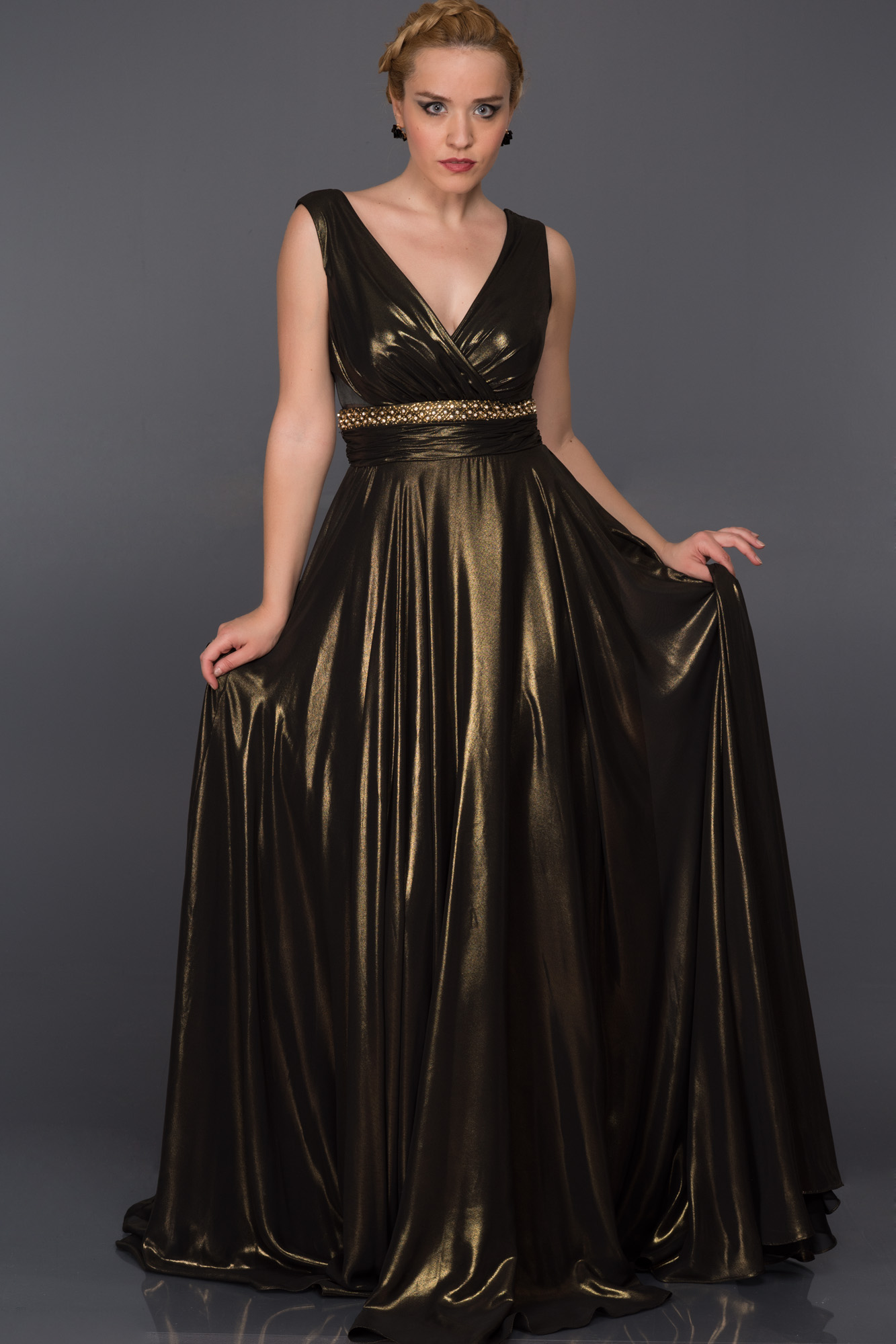 Long Gold Evening Dress F4258 | Abiyefon.com