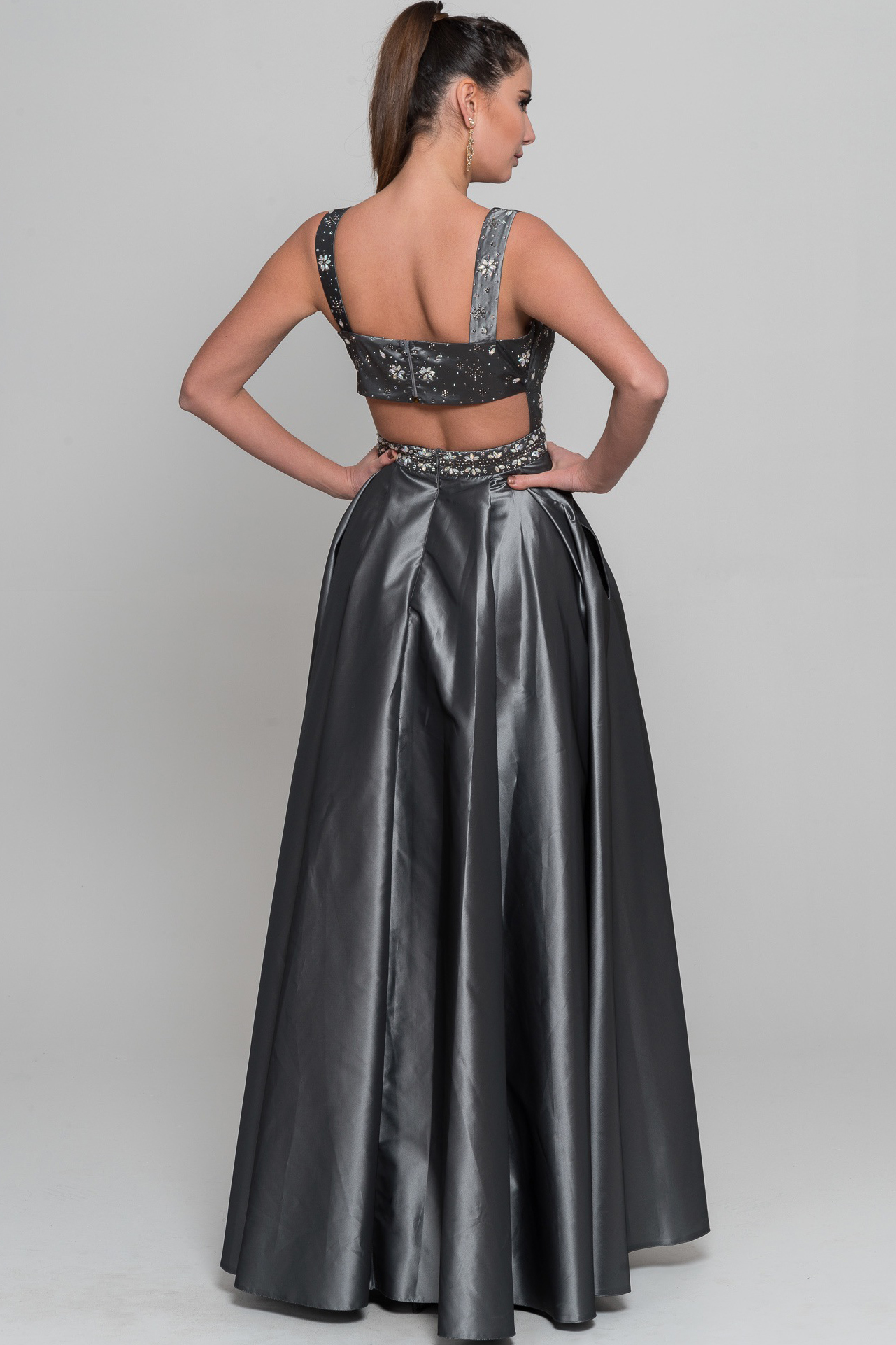 Long Grey Evening Dress S4356 | Abiyefon.com