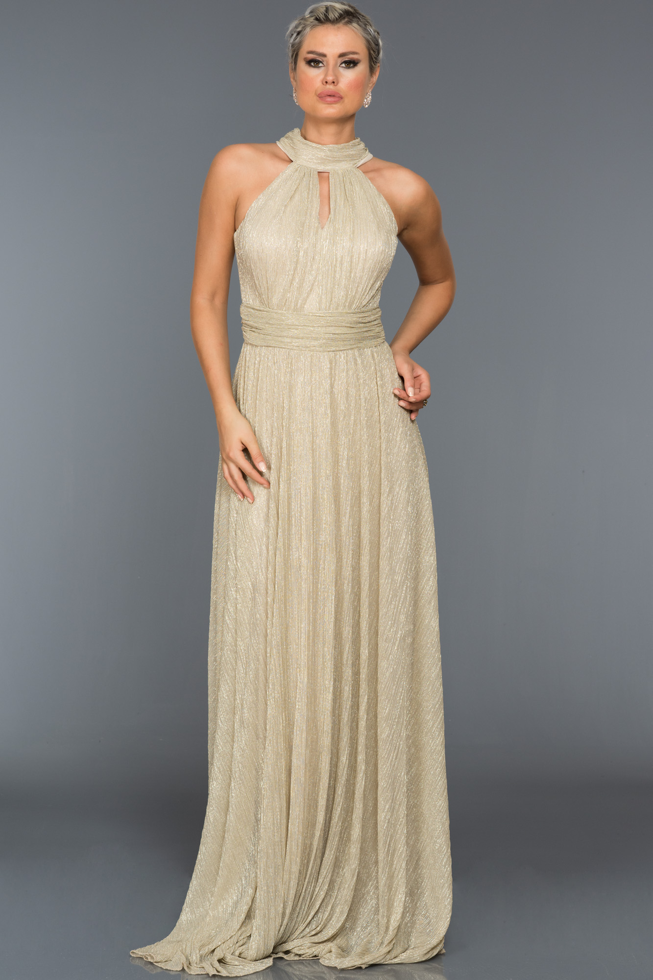 Long Gold Evening Dress AN2468 | Abiyefon.com