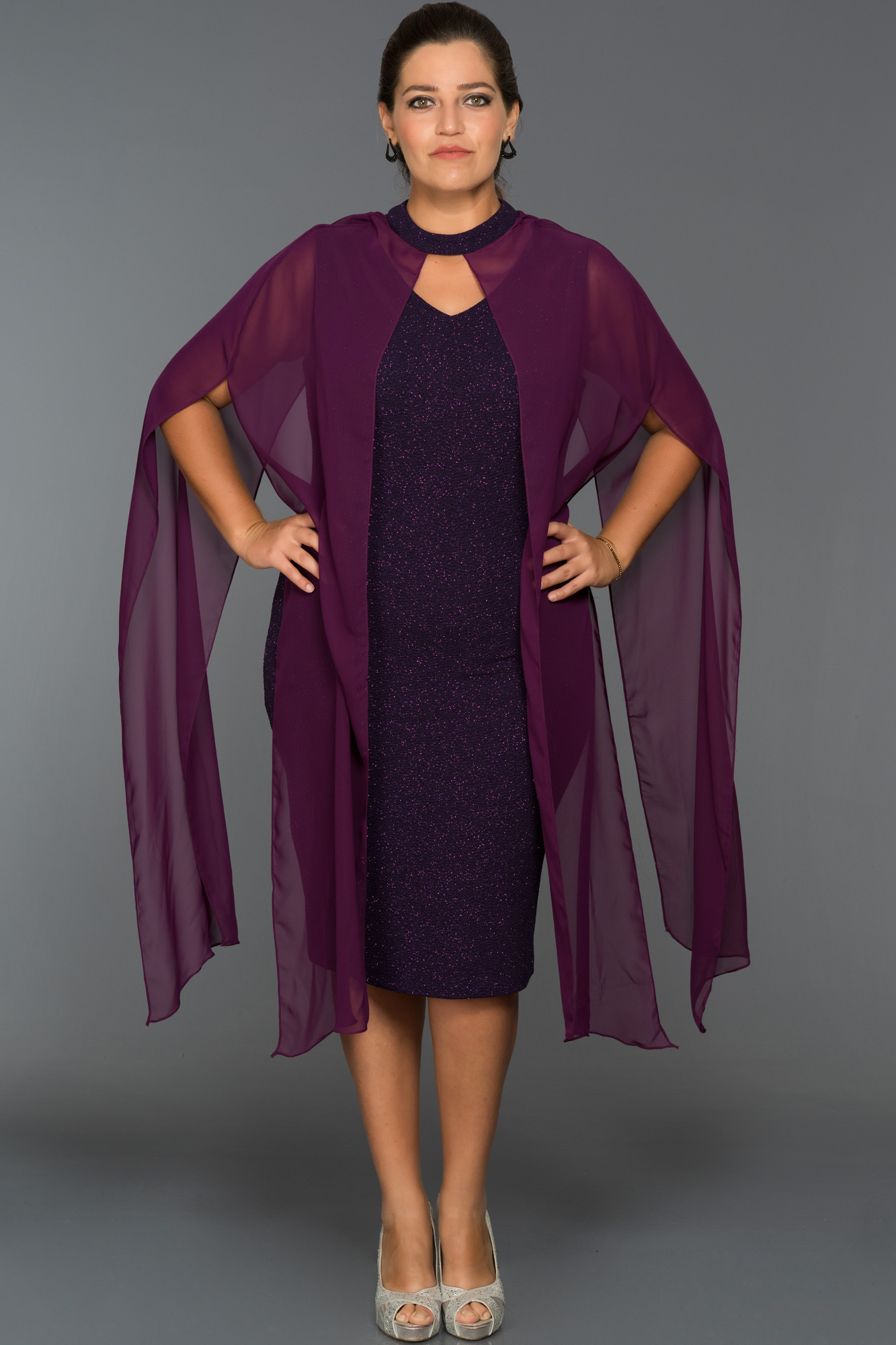 Short Violet Plus Size Dress ABK013 | Abiyefon.com