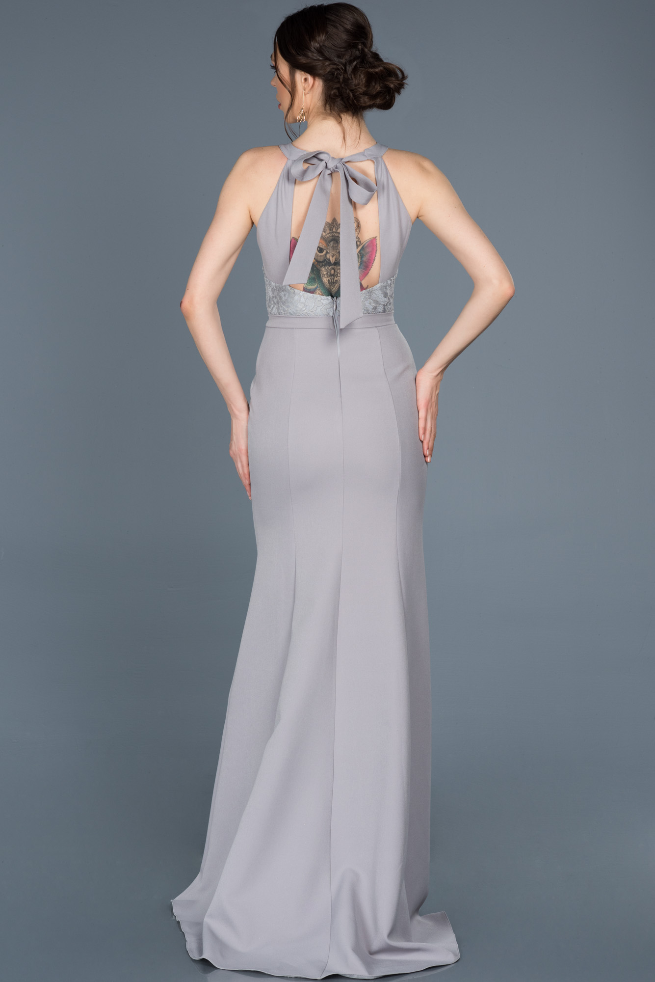 Long Grey Evening Dress ABU1066 | Abiyefon.com