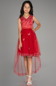 Red Front Short Back Long Girl Dress ABO104 | Abiyefon.com
